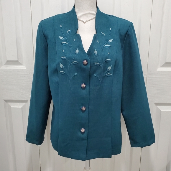 Kari's Korner | Jackets & Coats | Karis Korner Green Embroidered Blazer ...
